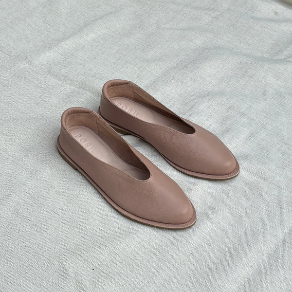 New Day in Peach Nude Leather (Pre-Order) – Posh Pocket Shoes