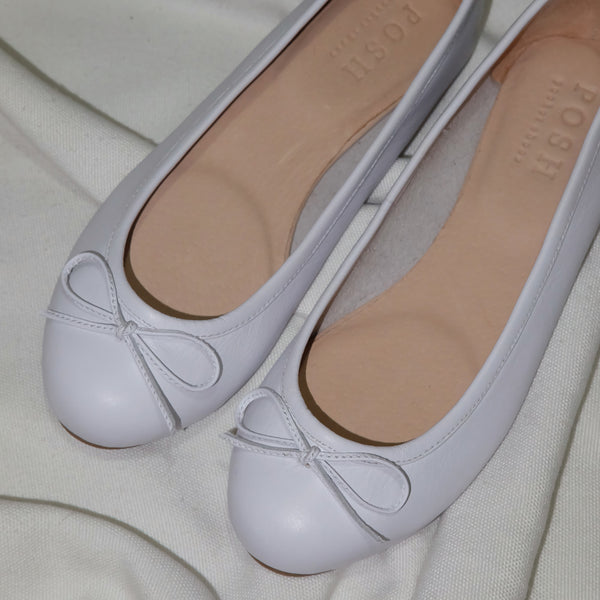 Prima White in Real Leather (On-hand) – Posh Pocket Shoes